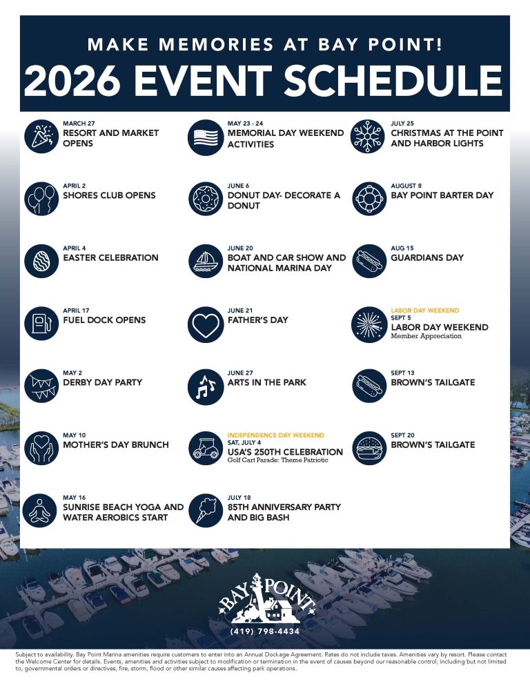 2026 Bay Point Events Flyer | Bay Point Resort and Marina